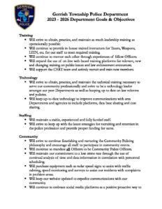 2023-2026 Department Goals Final Draft - Gerrish Township Police