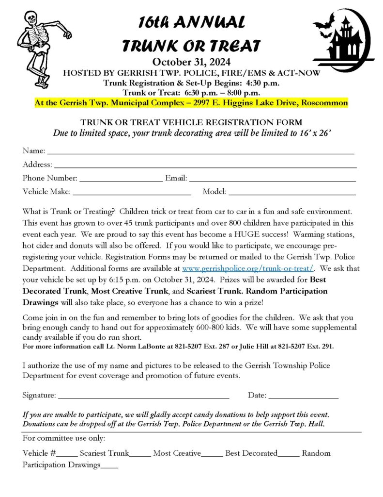 2024 Vehicle Registration Form - Gerrish Township Police